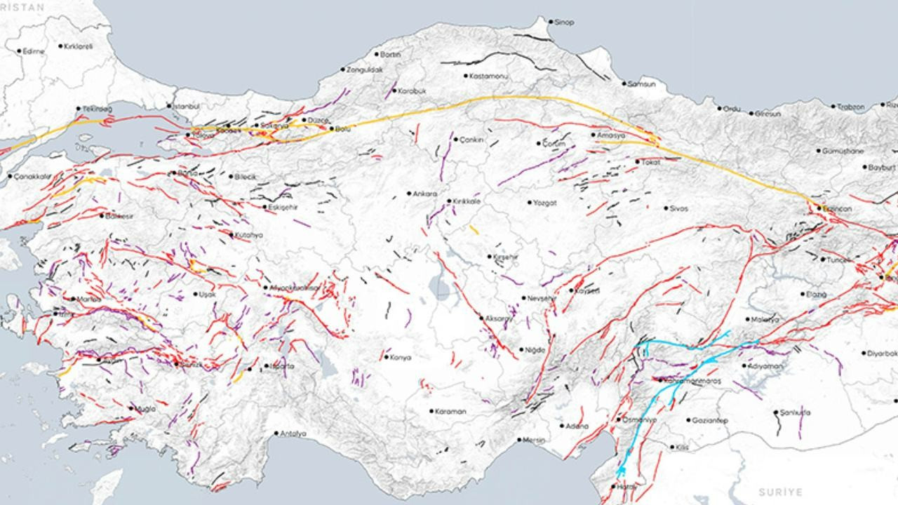 MTA GÜNCEL DİRİ FAY HARİTASI: Fay hatları tek tek sıralandı... İşte ...